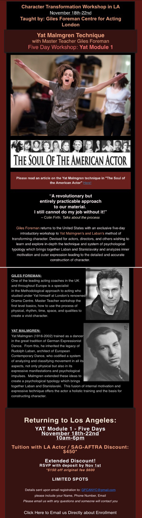 Actors Movement Studio Conservatory, Actor training, Summer Acting ...